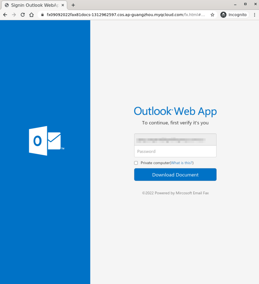 “New Fax Received” Email Directs to Outlook Branded Phishing Scam